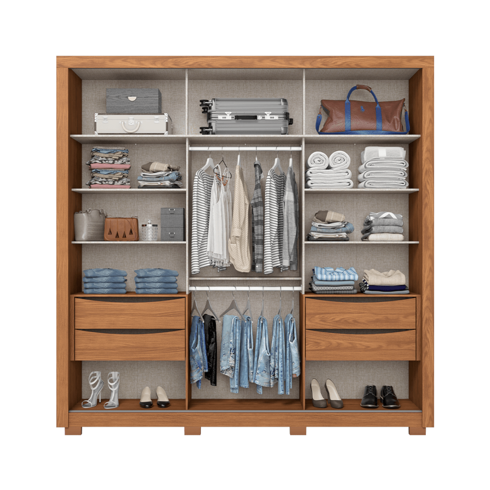 Roupeiro Henn 2 Portas Correr Aston Com Pés e Espelho DE366-209 ...