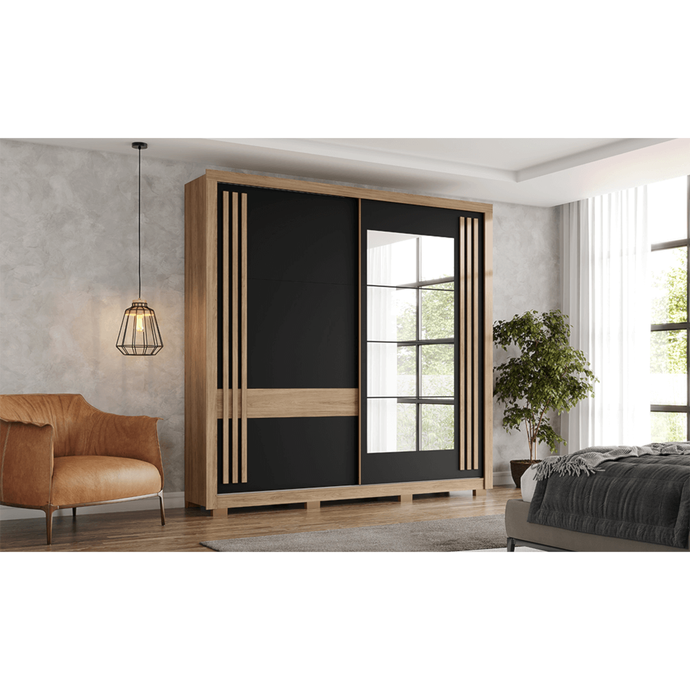 Roupeiro Henn 2 Portas de Correr Aston com Pés e Espelho - Jequitibá ...