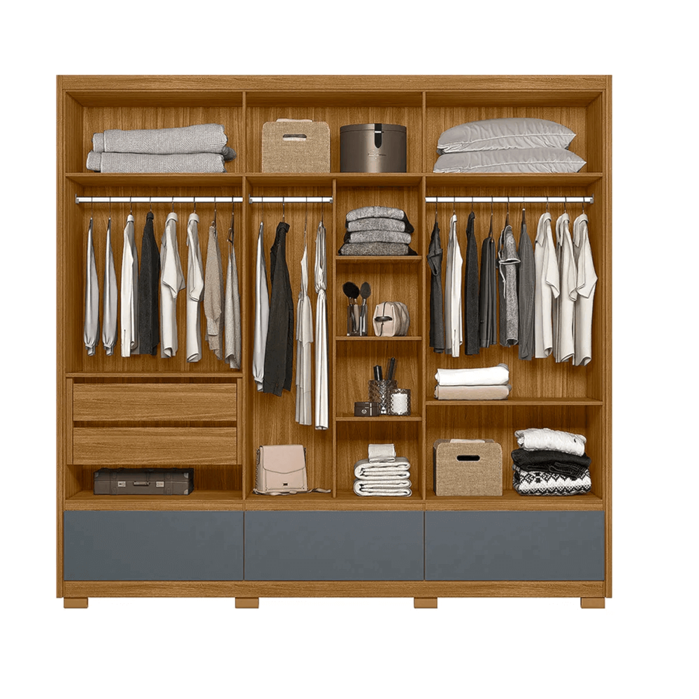 Roupeiro Moval 6 Portas Amazonas Com Pés e Espelho - Freijó/Cinza ...